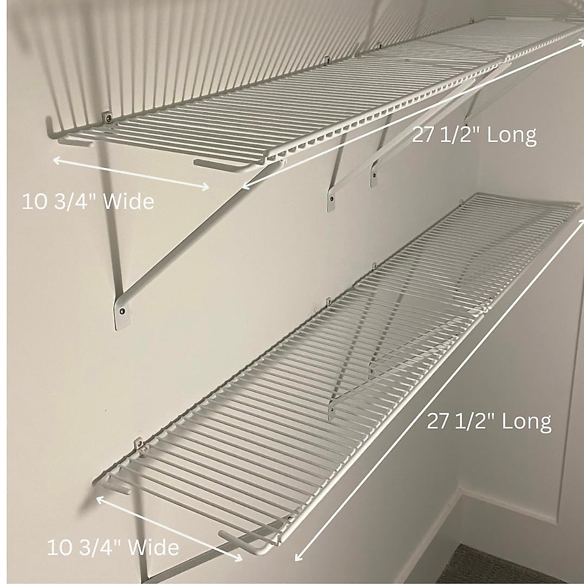 Generic 2 pc White Wall Shelf Inexpensive Heavy-Duty Steel with an Anti-Rust Coat with All Hardware, Pantry Wall Shelves, Garage Wall Shelves, Wall Mounted Shelf for Storage, Laundry Room Shelf