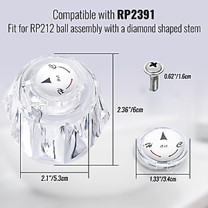 Shower Knob Replacement Compatible with Delta RP2391 Single Clear Knob Handle Kit, Shower Bathtub Tub Faucet Handle Replacement with Button and Set Screw (1)