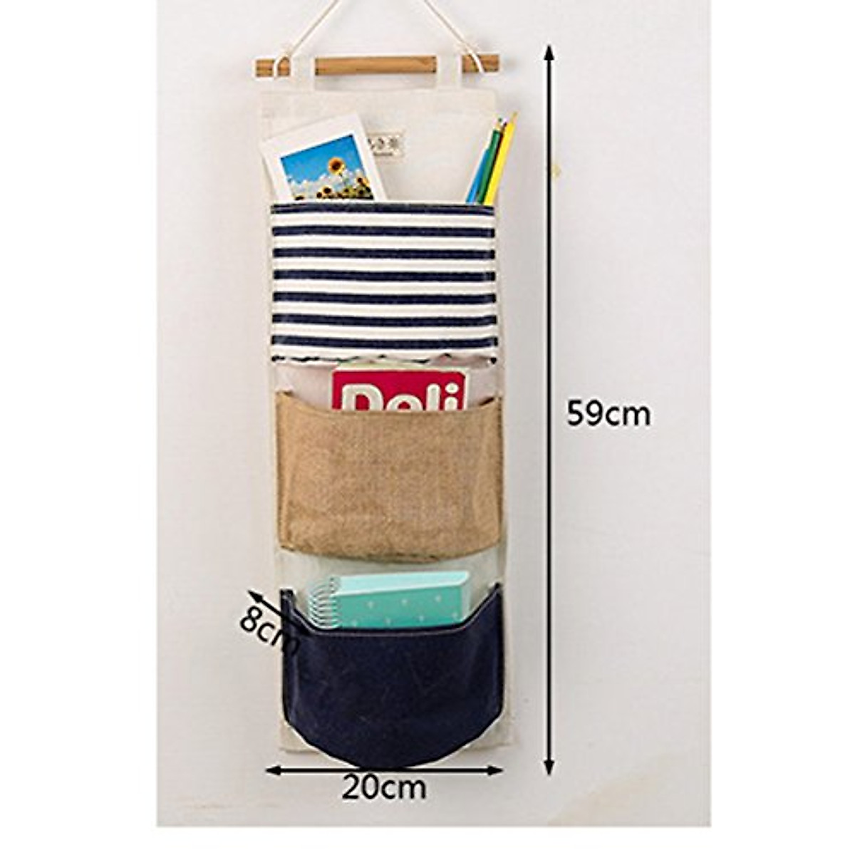 OPOO Fabric Wall Door Closet Hanging Storage Bag Small Cotton Hanging Pocket Door Hanging Organizer 3 Pockets