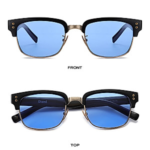 Gtand Vintage Retro Rectangle TR90 Frame Sunglasses For Men Women Fashion Semi-Rimless Metal Sun Glasses Eyewear
