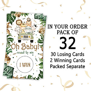 REWIDPARTY Woodland Animal Scratch Off Game Cards（32 PCS） Baby Shower Games Raffle Cards Wedding Bridal Shower Gift Certificate Scratch Off Cards Family Holiday Games Supplies for Kids Adults