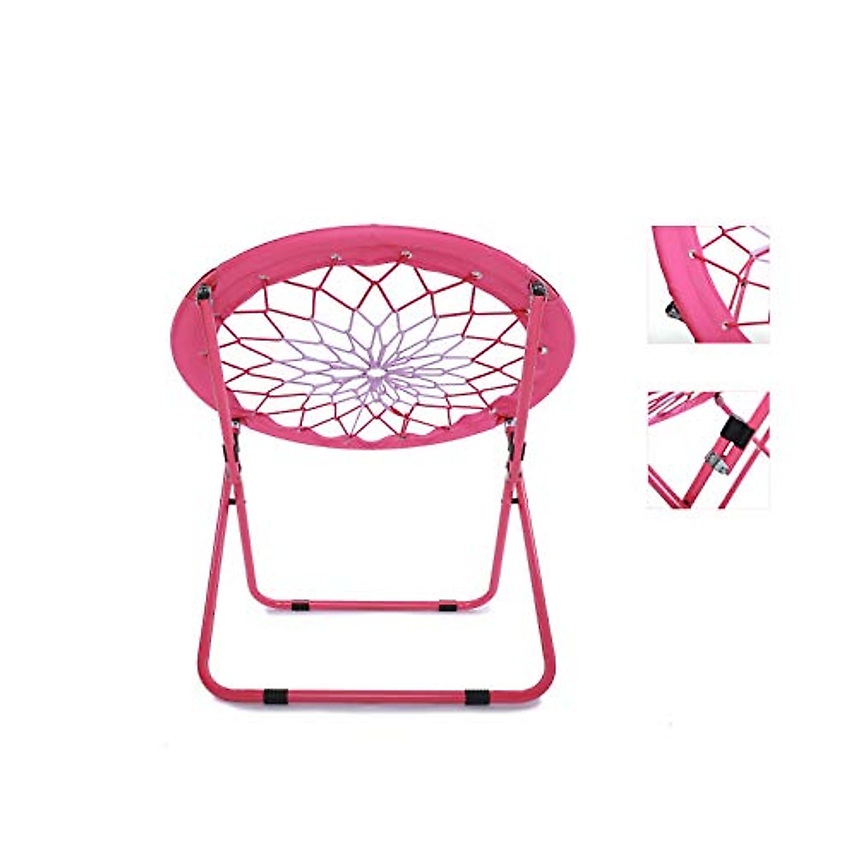 Camp Field Camping and Room Bungee Folding Dish Chair for Room Garden and Outdoor (Pink)