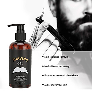 Men'S Shave Gel, Mens Beard Care Shaving Cream, Soften Beard, Moisturizing Against Irritation, Protect Skin Re ing Gel, Protects Against Irritation And Razor Burn, For Sensitive Skin (237ml)