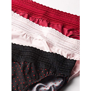 Warner's womens Blissful Benefits No Muffin Micro Hi-cut Panties With Lace Multipack Underwear, Lk/Sangria/Black W/ Ladybug Dot Print, Large US