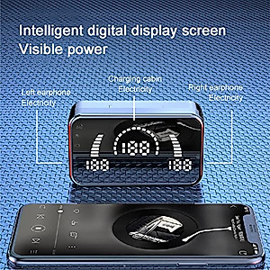 Bzdzmqm Digital Power Display Bluetooth Headset with Private Mode, 2022 True Wireless 5.2 Binaural Waterproof in-Ear Sports Noise Cancellation Earbuds Led Screen Left Right Headphones