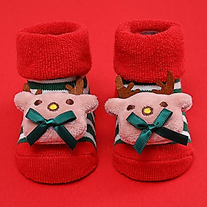 Baby Socks Stripe Christmas Baby Socks Toddler Boys Girls Children's Socks Soft Sole Non Slip Toddler Baby (C, One Size)