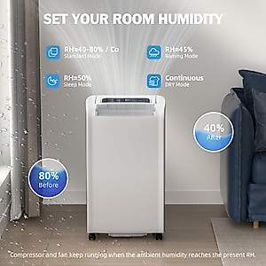 AIRPLUS 4,500 Sq.Ft 70 Pint Dehumidifier for Basements-with Drain Hose,Efficient/Energy Dehumidifier for home -with Dual Protection and 4 Smart Modes/24H Timer/Defrost/for Large room