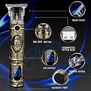 Hair Clippers for Men, Professional Hair Trimmer Zero Gapped T-Blade Trimmer Cordless Rechargeable Edgers Clippers Electric Beard Trimmer Shaver Hair Cutting Kit with LCD Display Gifts for Men