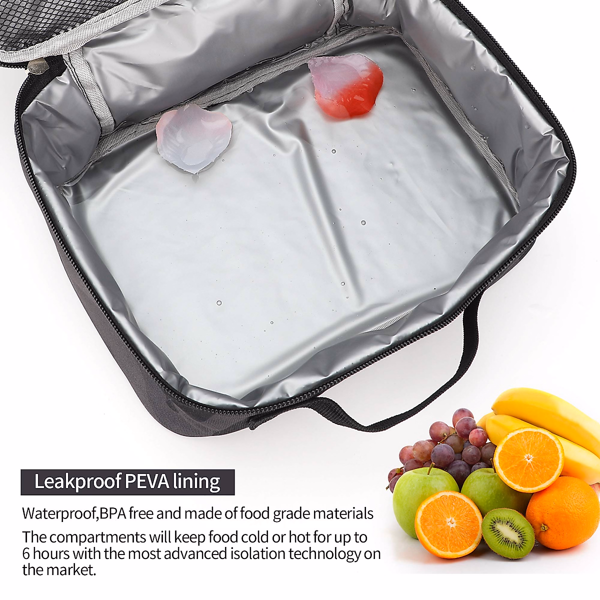 rickyh style Lunch Box with Padded Liner, Spacious Insulated Lunch Bag Durable Thermal Lunch Cooler Pack with Strap for Men Women Boys Girls Adults School Sports Beach Picnic Work Camp,2 Pocket