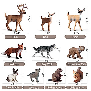 SCAHOW 10pcs Forest Animal Toys Figures, Realistic Woodland Creatures Figurines, Plastic Animals Miniature Toys Cake Topper