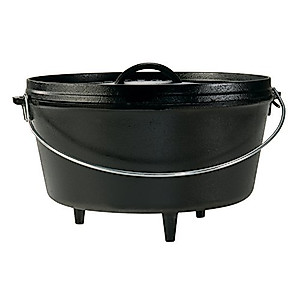 Lodge Seasoned Cast Iron Dutch Oven Bundle - 12 Inch Deep Camp Oven (8 Quart) + Aluminum Foil Liners (12-Pack)