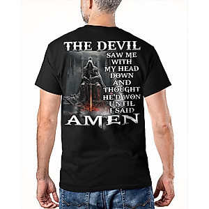 ATMTEE The Devil Saw Me with My Head Down T-Shirt, Christian T-Shirts, Christian Men T Shirts, Black T-Shirt for Christian (as1, Alpha, x_l, Regular, Regular, Black)