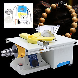 Gem Jewelry Rock Polishing Buffer Machine, 750W 110V Lathe Table Saw Polisher Cutting Machine Mini Table Rock Saw