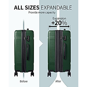 Zitahli Luggage Sets 2 piece, Expandable Suitcase Set, Hardside Luggage with TSA Lock Spinner Wheels YKK Zippers, 20in 28in (Dark Green)
