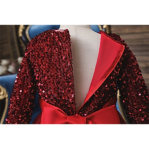 Baby Girls Valentine's Day Sequin Dress Outfit Party Clothes Girl Kids Long Sleeve Wedding Princess Pageant Dresses (Red, 11-12 Years)