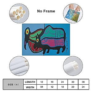 Norval Morrisseau Prints Loon, Fish Worlds Poster Poster Cool Artworks Painting Wall Art Canvas Prints Hanging Picture Home Decor Posters Gift Idea 12x18inch(30x45cm)