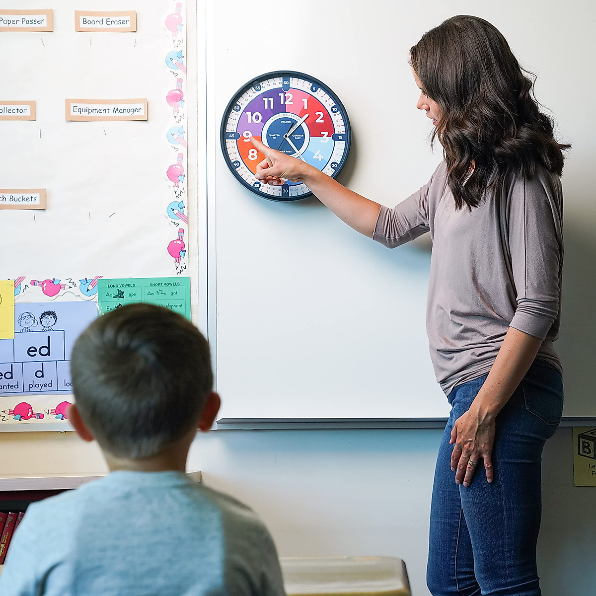 CLOCKTOPUS Kids Learning Clock. Wall Clock Silent with Stand. Analog Clock Telling Time Teaching Clock for Kids. Educational Clock for Kid Playroom Decor, Classroom Clock, Homeschooling Supplies