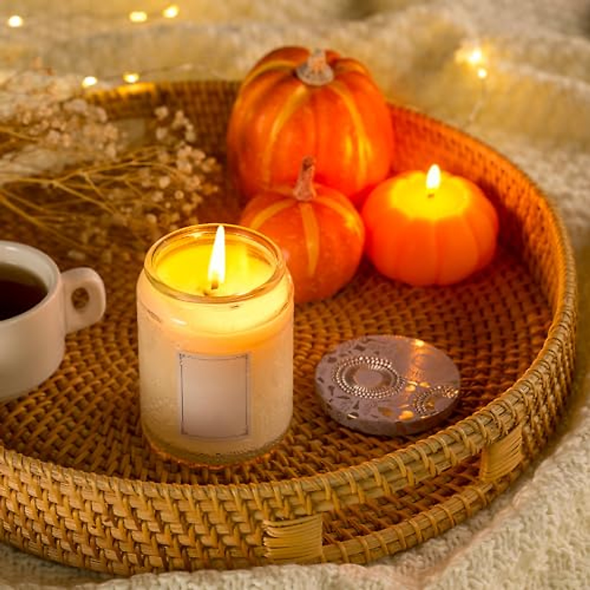 8oz Embossed Glass Candle Container with Tin Lid and Labels (Clear)