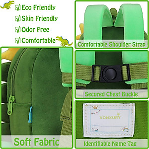 Toddler Backpack,Cute Plush Small Preschool Backpack with Leash Gift for Little Boys Girls Kids with Chest Strap Pink Dinosaur