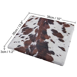Square Floor Cushions,Chair Pad Seat Cushion,Longhorn White Cowhide with Black and Brown Spots,Comfortable Sitting for Office,Home or Car,Soft Thicken Chair Pad, One size