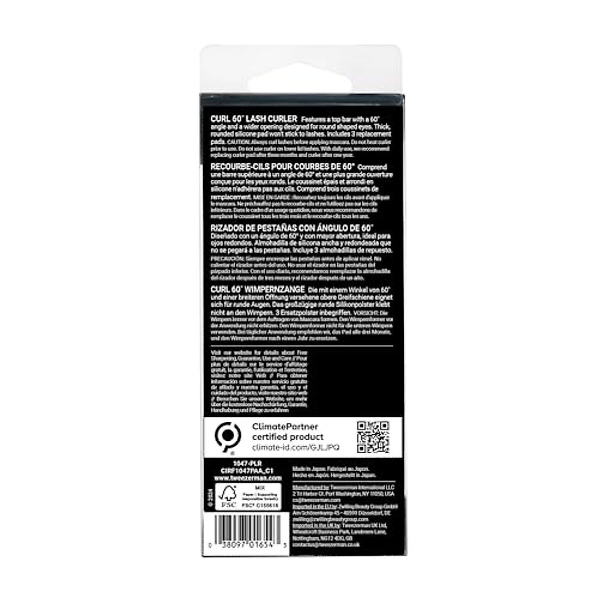 Tweezerman Curl 60" Lash Curler Model No. 1047-PLR