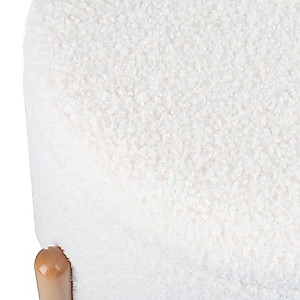 Lavish Home Storage Ottoman - Round Sherpa Footrest or Storage Organizer with Removable Top for Living Room, Dorm, or Apartment (White)