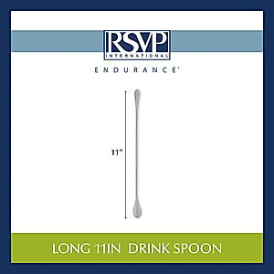 RSVP International Endurance Collection Barware/Coffee Spoon, Long, 11", Stainless Steel