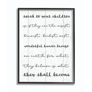 Stupell Industries Speak to Your Children Family Kids Home Inspirational Word, Design by Artist Daphne Polselli Wall Art, 24 x 30, Black Framed