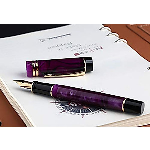 M600s Marble Purple Fountain Pen, Iridium Extra Fine Nib Writing Gift Pen