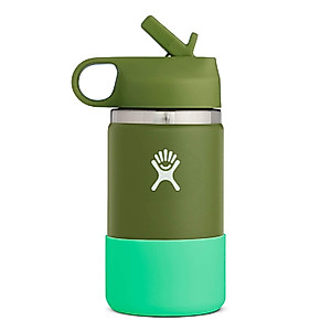 Hydro Flask 12 oz. Kids Wide Mouth Water Bottle with Straw Lid- Stainless Steel, Reusable, Vacuum Insulated