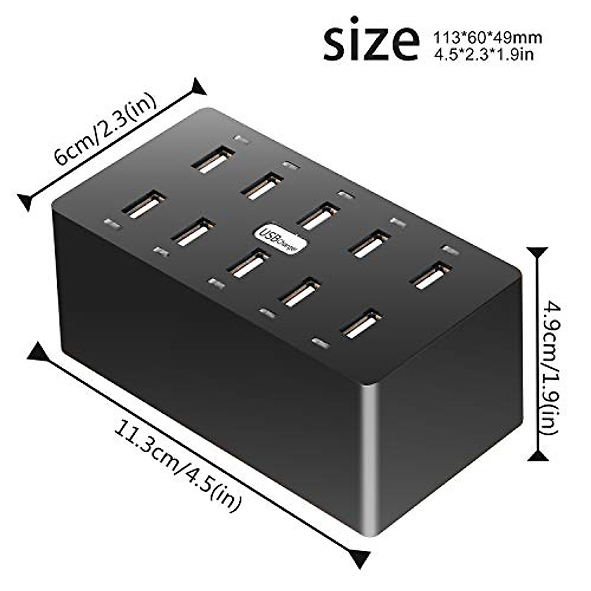 10 Ports Wall Charger, 50W 10-Port Family-Sized Desktop USB Rapid Charger,Multiple Charging Station,Compatible with Smartphones and Other USB Charging Devices