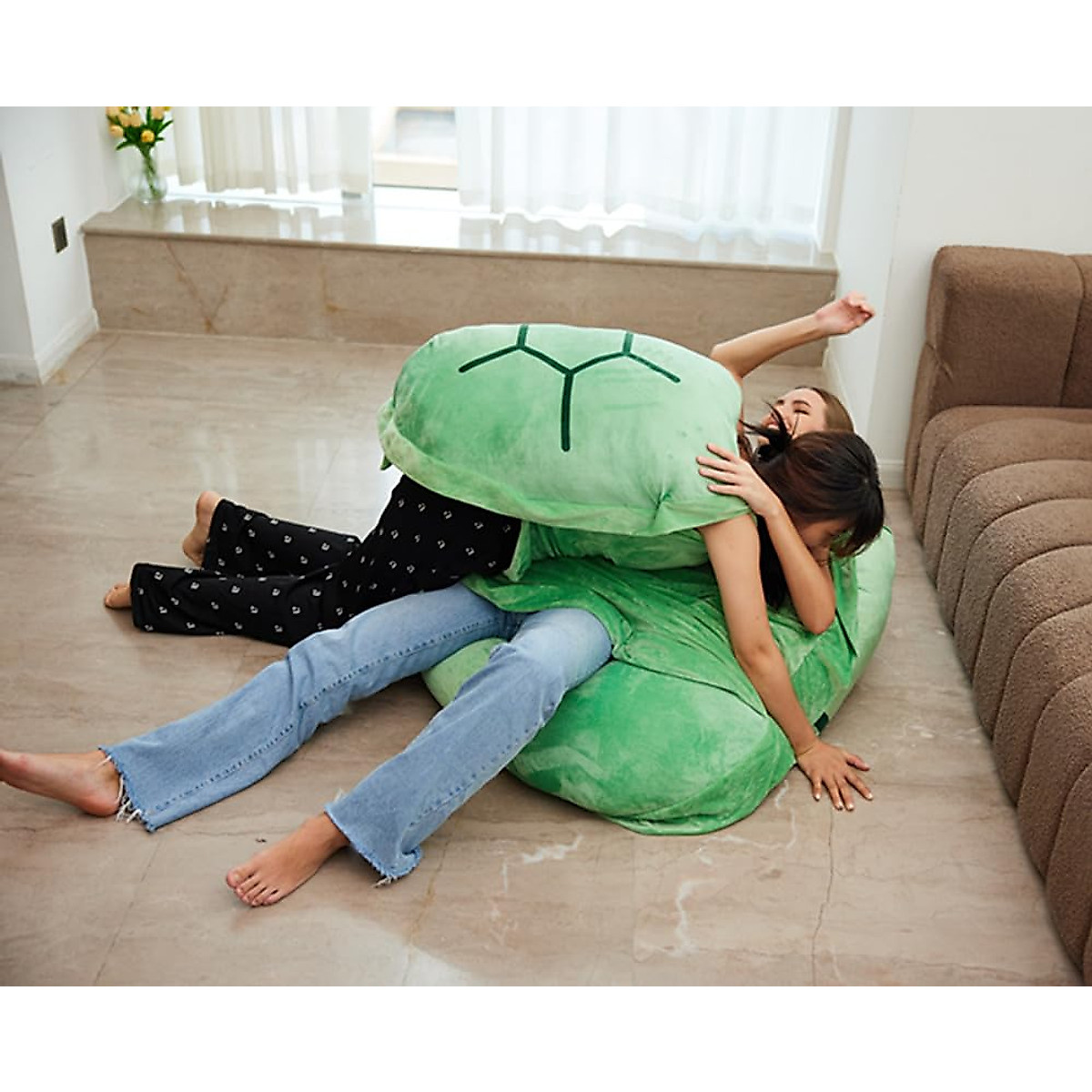 CHOXIO Wearable Turtle Shell Pillows for Kids Adults,Turtle Plush Pillow Stuffed Animal Funny Dress Up Creative Gifts (40 in, Green)