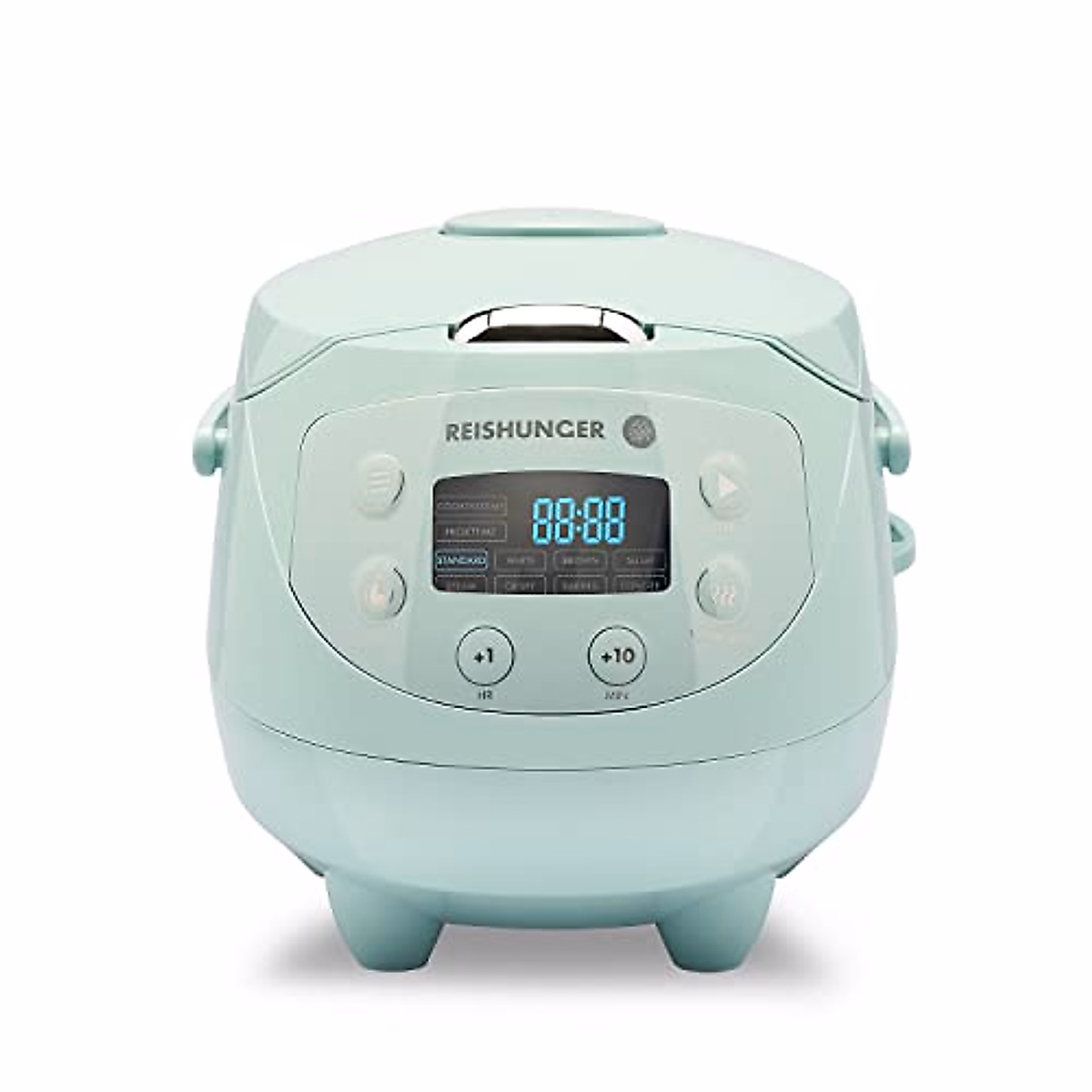 Reishunger Digital Mini Rice Cooker & Steamer, Mint with Keep-Warm Function & Timer - 3.5 Cups - Small Rice Cooker Japanese Style with Ceramic Inner Pot - 8 Programs - 1-3 People
