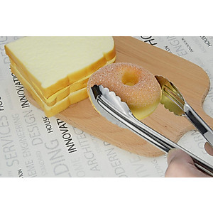 HINMAY Small Stainless Steel Serving Tongs 7-Inch Salad Tongs, Set of 3 (Silver)