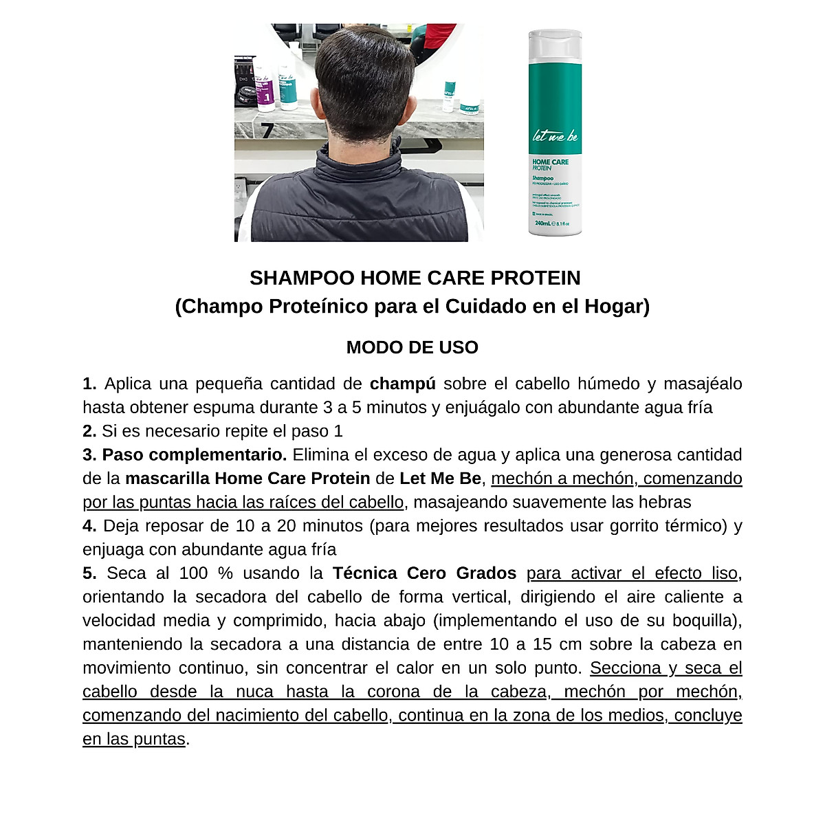 Let Me Be - Linha Protein Home Care - Shampoo Pos Progressiva 240 Ml - (Protein Home Care Collection - Post Blowdry Shampoo 8.11 Fl Oz)