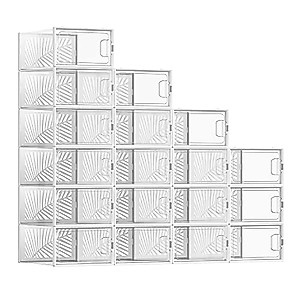 SONGMICS Clear Shoe Boxes, Set of 18 Stackable Plastic Shoe Organizer, Breathable and Foldable Display Storage Bins, for Max. US Size 11, Sneakers, Transparent and White ULSP106W18
