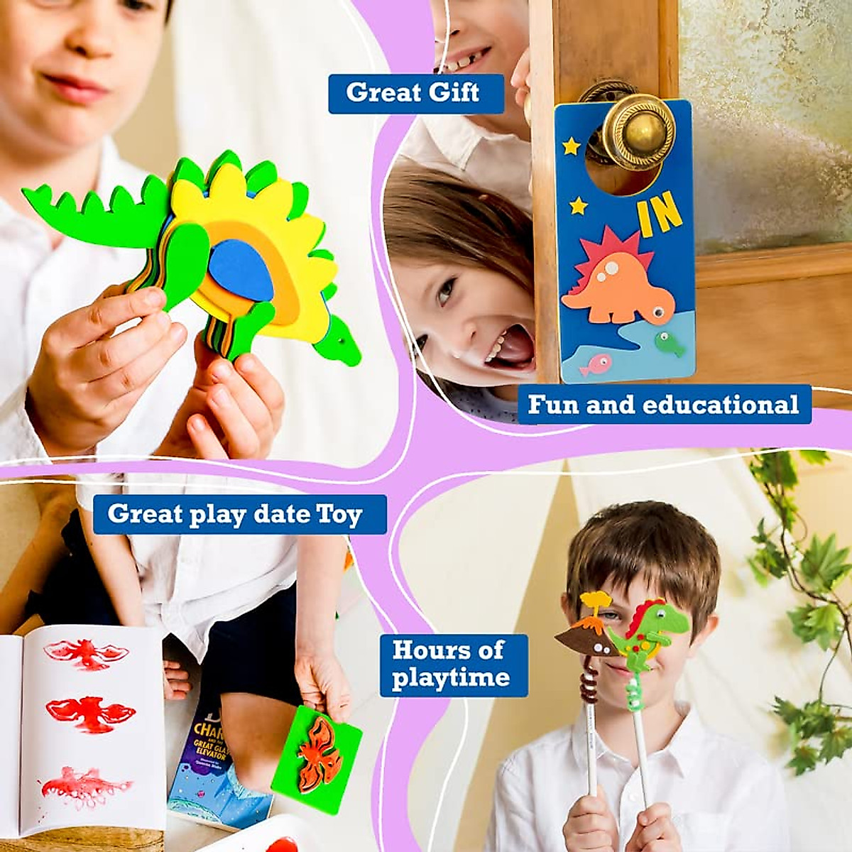 jackinthebox Dinosaur Themed Craft Kit and Educational Toy for Boys and Girls | 6 Activities-in-1 Kit | Great Gift for Kids Aged 5 to 8 Years Old | Learning Stem Toys (Dinosaur 6-in-1)
