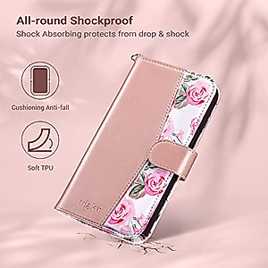 ULAK Compatible with iPhone 14 Pro Max Wallet Case for Women with Credit Card Holders, Designed Flip PU Leather Kickstand Shockproof Protective Cover for iPhone 14 Pro Max 6.7 inch 2022, Rose Gold