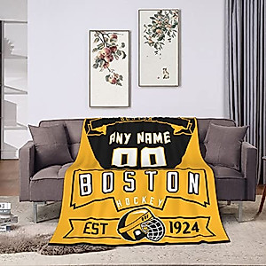 Custom Blanket for Bed Personalized Fans Gift Hockey City Summer Winter Fleece Throw Blankets Add Name and Number Personalized