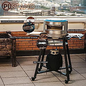 Solo Stove Portable Pi Stand | Outdoor Stand for Pi Pizza Oven on Wheels, With Shelf & Gas Tank Storage, Split Table Top, Powder-Coated Stainless Steel, Dimensions (LxW): 47.3 x 38.1 in, 45 lbs, Black