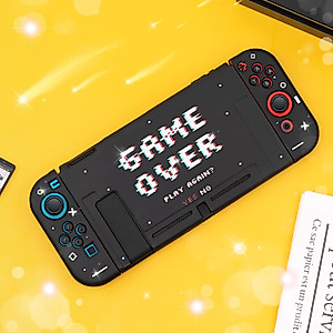 BelugaDesign Game Over Switch Case | Squid Dockable Retro Arcade Cool Cover Shell | Compatible with Nintendo Switch (Switch Standard, Black White)