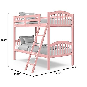 Storkcraft Long Horn Twin-Over-Twin Bunk Bed (Pink) - GREENGUARD Gold Certified, Converts to 2 individual twin beds