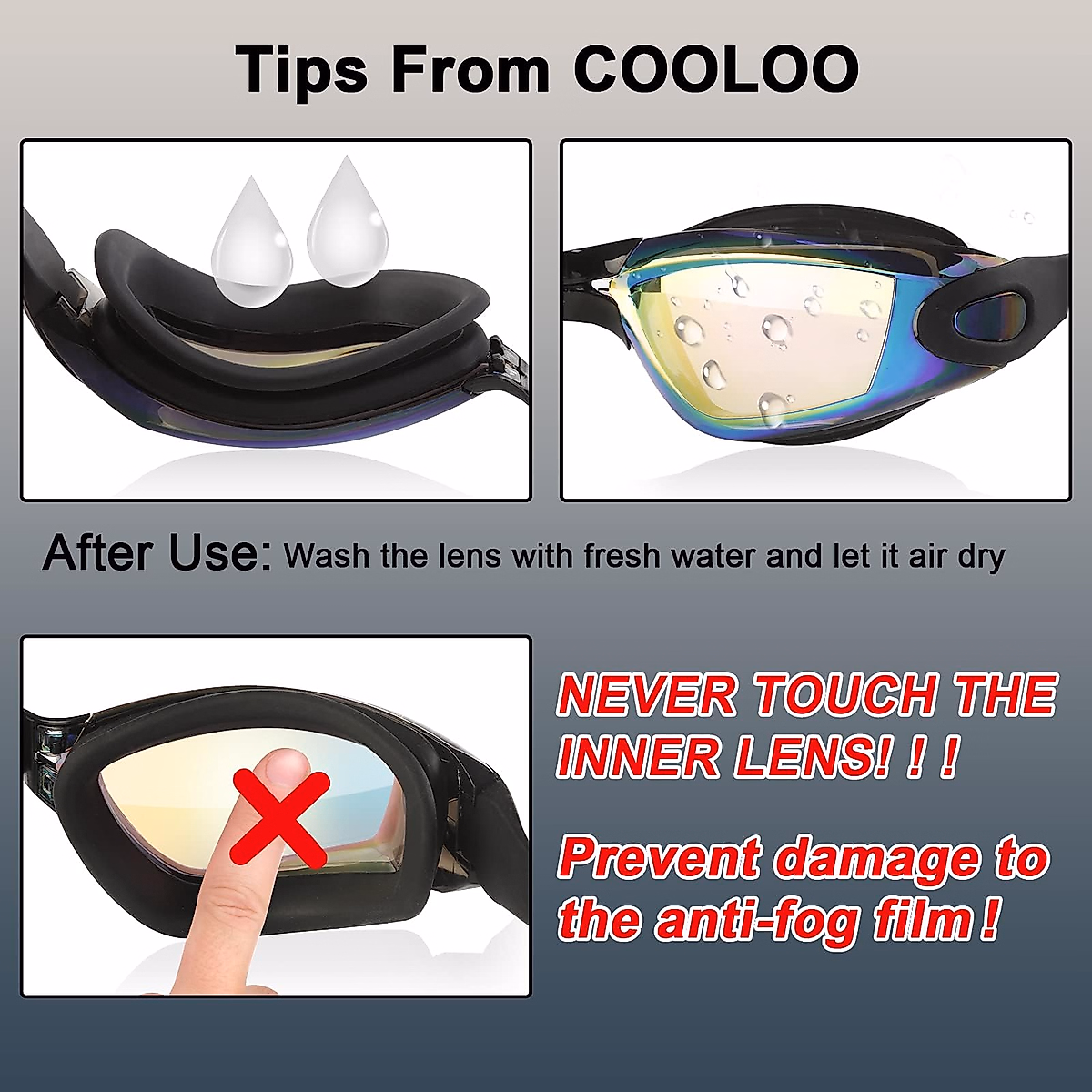 COOLOO Swim Goggles, 2 Pack Swimming Goggles for Men Women, Goggles Swimming Adult Youth Teen Kids, Anti Fog Pool Goggles