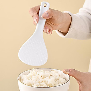 2 Pieces Plastic Rice Paddle Rice Spoon Scooper Rice Cooker Spoon Rice Scooper Rice Ladle Paddle Rice Scoop Spoon, White, 20 x 7cm