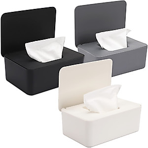 NOVWANG 3 Pack Baby Wipes Dispenser Wipe Holder with Lids, Keeps Wipes Fresh, Refillable Wipes Container with Sealing Design, Bathroom Tissues Wipes Case Box
