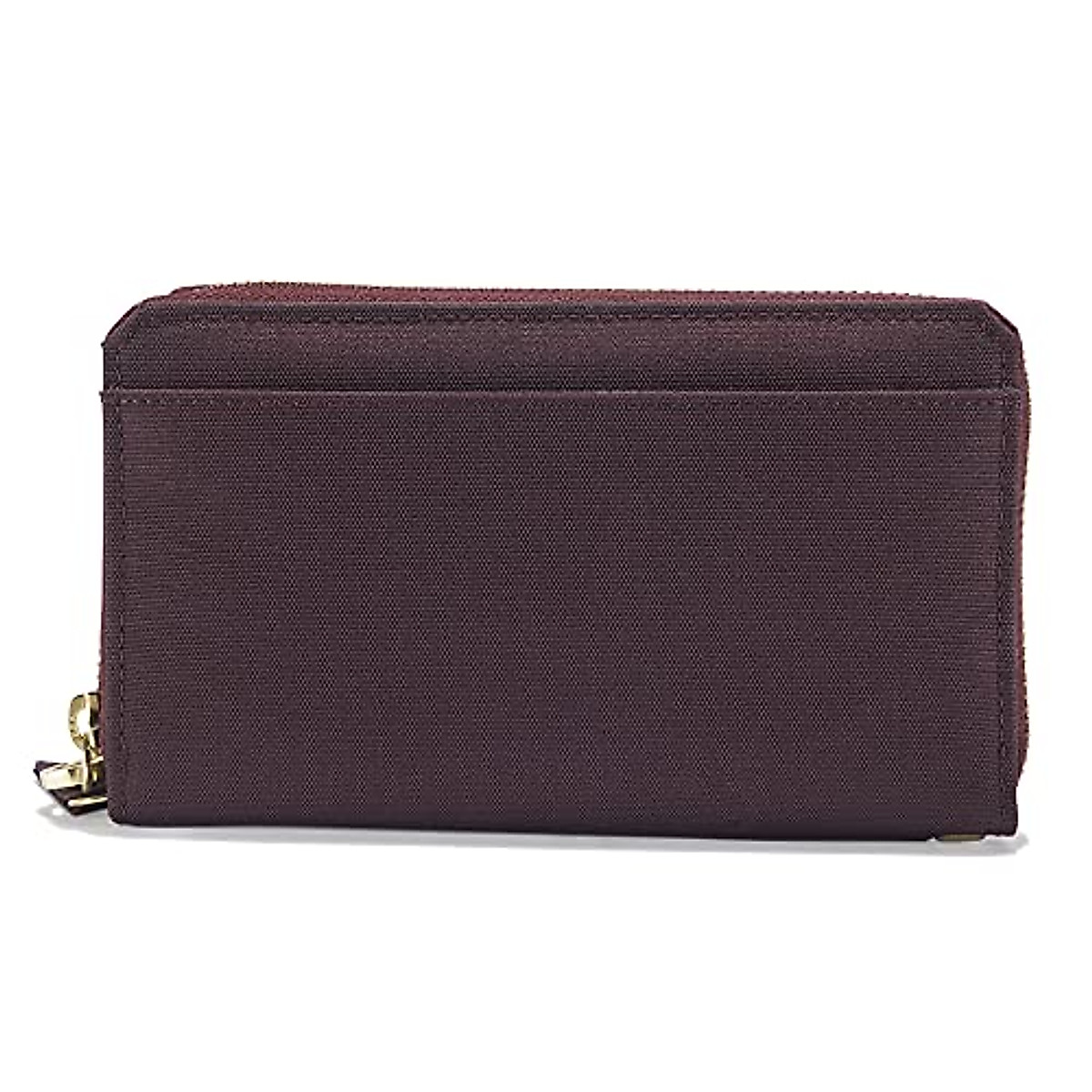 Carhartt Rugged Canvas Wallets for Women, Available in Multiple Styles & Colors, Nylon Duck Lay-Flat Clutch (Deep Wine), One Size