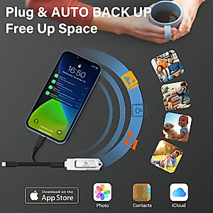 Auto Back Up for All Devices 512GB iPhone iPad Android Phones Mac and Windows Computer Storage Device Stick Picture Transfer Stick for iPhone USB Flash Drive Photos and Videos Back up Memory Stick