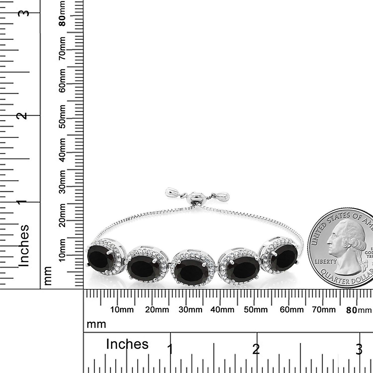 Gem Stone King 925 Sterling Silver 9X7MM Oval Gemstone Birthstone 5-Stone Tennis Bracelet For Women | Fully Adjustable Up to 9 Inch