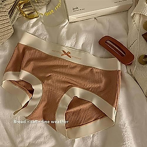 Kinple Women's Modal Briefs Seamless No Show Panty Soft Cotton Ribbed Underwear Full Coverage Elastic Hipster Panties Orange