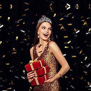 Vintage Baroque Crown Bridal Wedding Crown Crystal Tiara and Crowns Princess Wedding Crown Rhinestone Birthday Tiaras Pageant Headband Bride Hair Accessories for Women and Girls (Black)